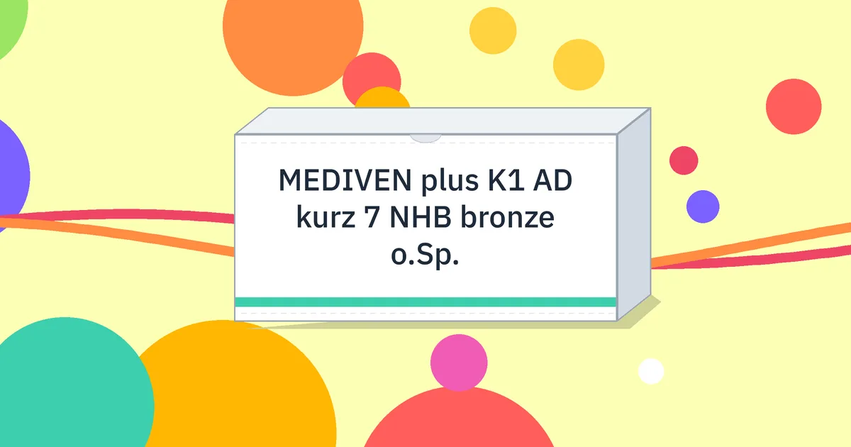 Symbolbild: Packung mit der Aufschrift MEDIVEN plus K1 AD kurz 7 NHB bronze o.Sp. (PZN 15898308) – Verfügbarkeit und Bezug in Apotheken in Frankfurt am Main