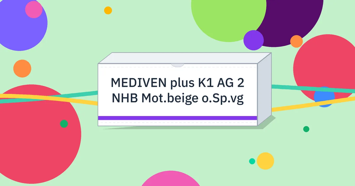 Symbolbild: Packung mit der Aufschrift MEDIVEN plus K1 AG 2 NHB Mot.beige o.Sp.vg (PZN 15916093) – Verfügbarkeit und Bezug in Apotheken in Frankfurt am Main