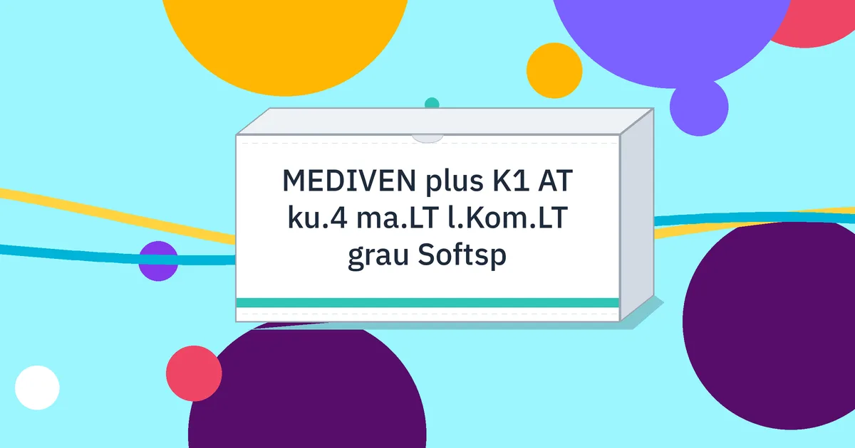 Symbolbild: Packung mit der Aufschrift MEDIVEN plus K1 AT ku.4 ma.LT l.Kom.LT grau Softsp (PZN 18943647) – Verfügbarkeit und Bezug in Apotheken in Frankfurt am Main