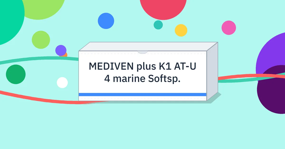 Symbolbild: Packung mit der Aufschrift MEDIVEN plus K1 AT-U 4 marine Softsp. (PZN 15030001) – Verfügbarkeit und Bezug in Apotheken in Frankfurt am Main