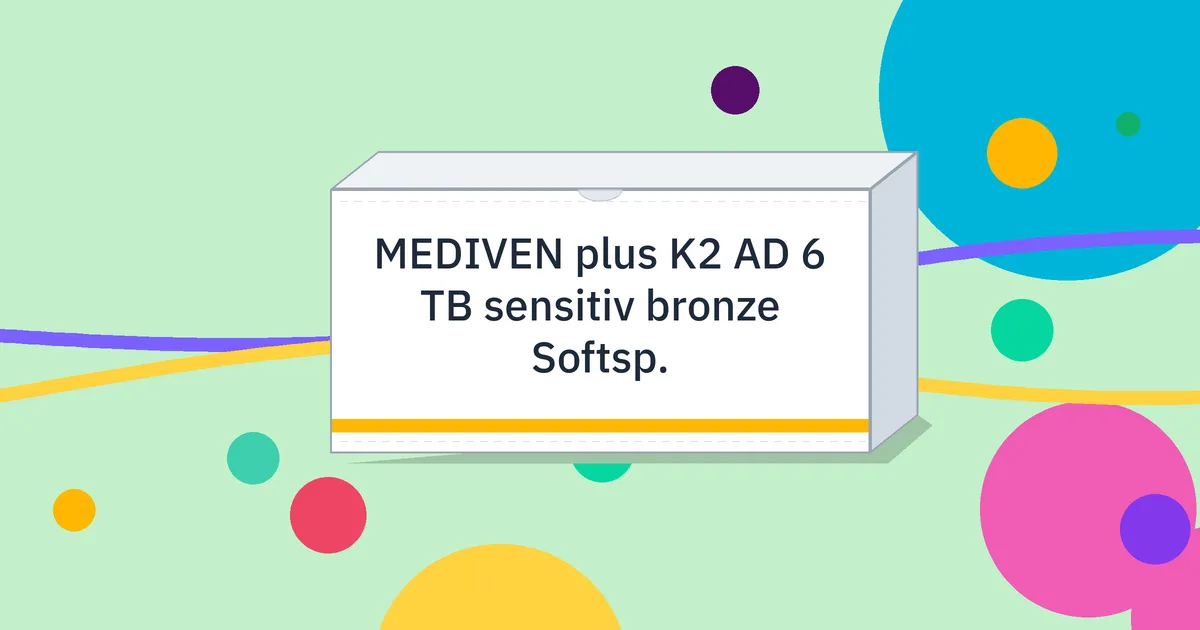 Symbolbild: Packung mit der Aufschrift MEDIVEN plus K2 AD 6 TB sensitiv bronze Softsp. (PZN 15105555) – Verfügbarkeit und Bezug in Apotheken in Frankfurt am Main
