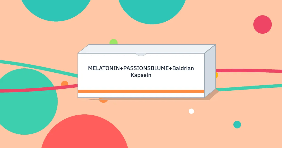 Symbolbild: Packung mit der Aufschrift MELATONIN+PASSIONSBLUME+Baldrian Kapseln (PZN 18060273) – Verfügbarkeit und Bezug in Apotheken in Frankfurt am Main