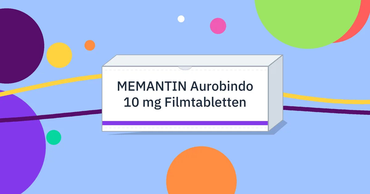 Symbolbild: Packung mit der Aufschrift MEMANTIN Aurobindo 10 mg Filmtabletten (PZN 18673857) – Verfügbarkeit und Bezug in Apotheken in Frankfurt am Main