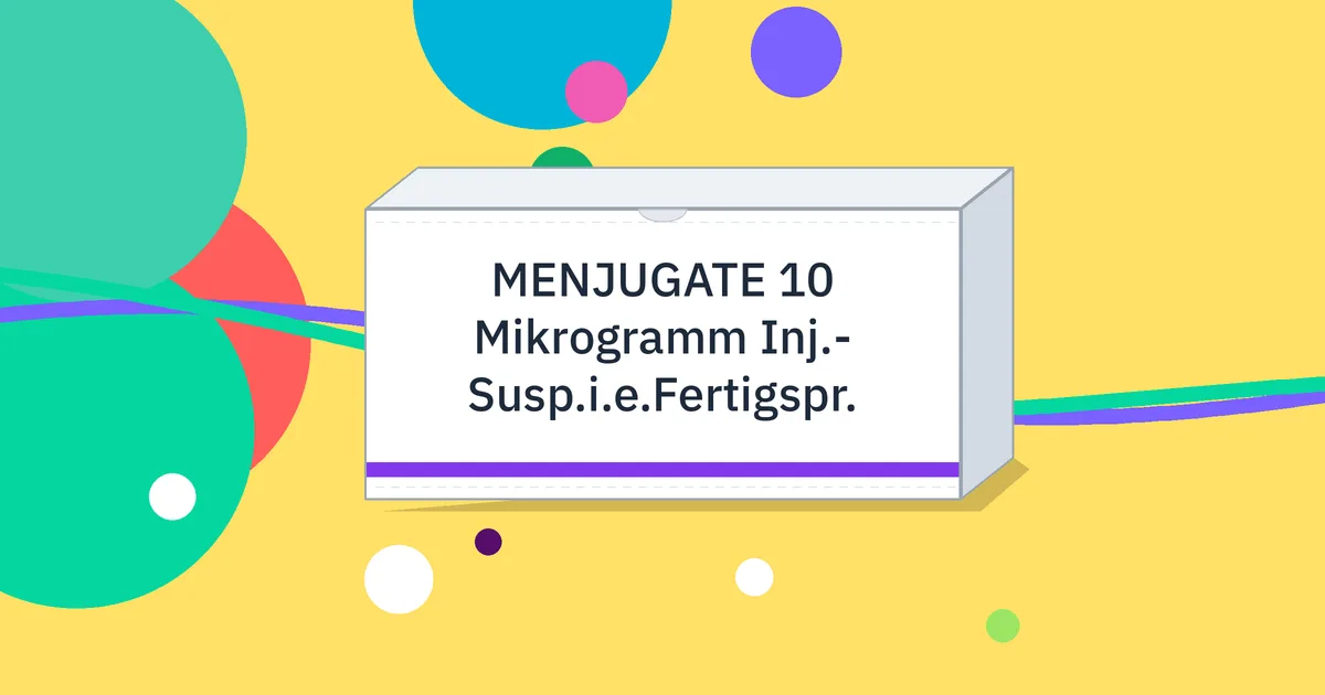 Symbolbild: Packung mit der Aufschrift MENJUGATE 10 Mikrogramm Inj.-Susp.i.e.Fertigspr. (PZN 12650364) – Verfügbarkeit und Bezug in Apotheken in Frankfurt am Main