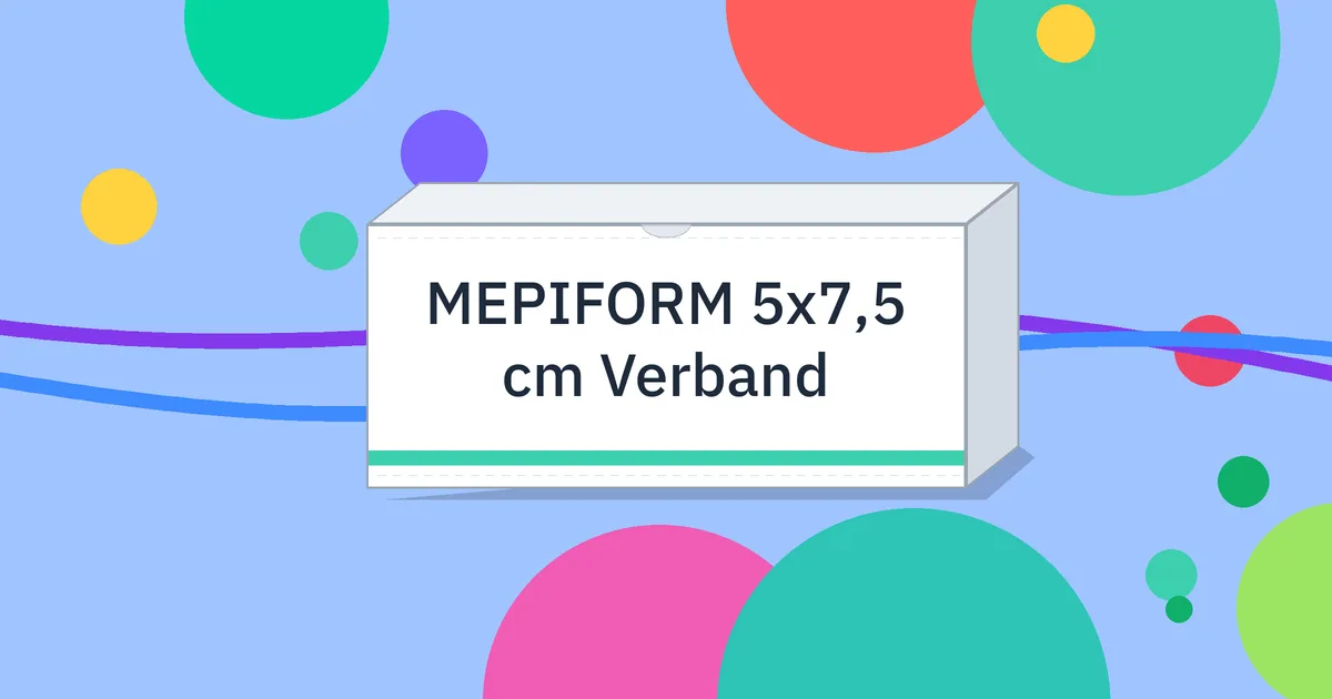 Symbolbild: Packung mit der Aufschrift MEPIFORM 5x7,5 cm Verband (PZN 10809725) – Verfügbarkeit und Bezug in Apotheken in Frankfurt am Main