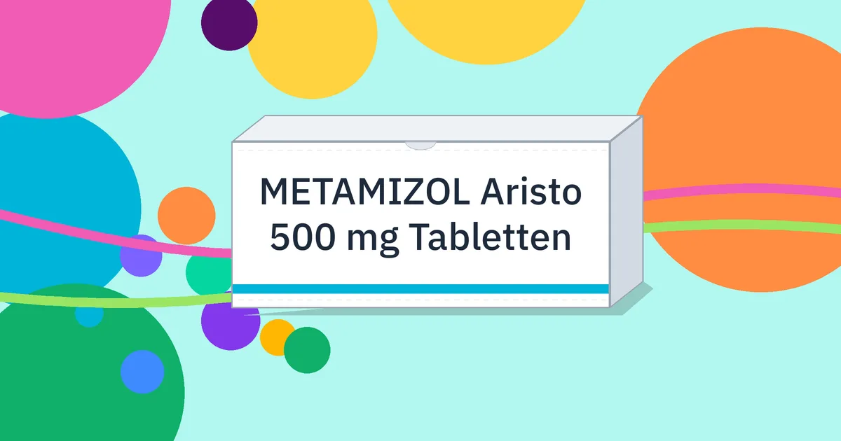 Symbolbild: Packung mit der Aufschrift METAMIZOL Aristo 500 mg Tabletten (PZN 12527020) – Verfügbarkeit und Bezug in Apotheken in Frankfurt am Main