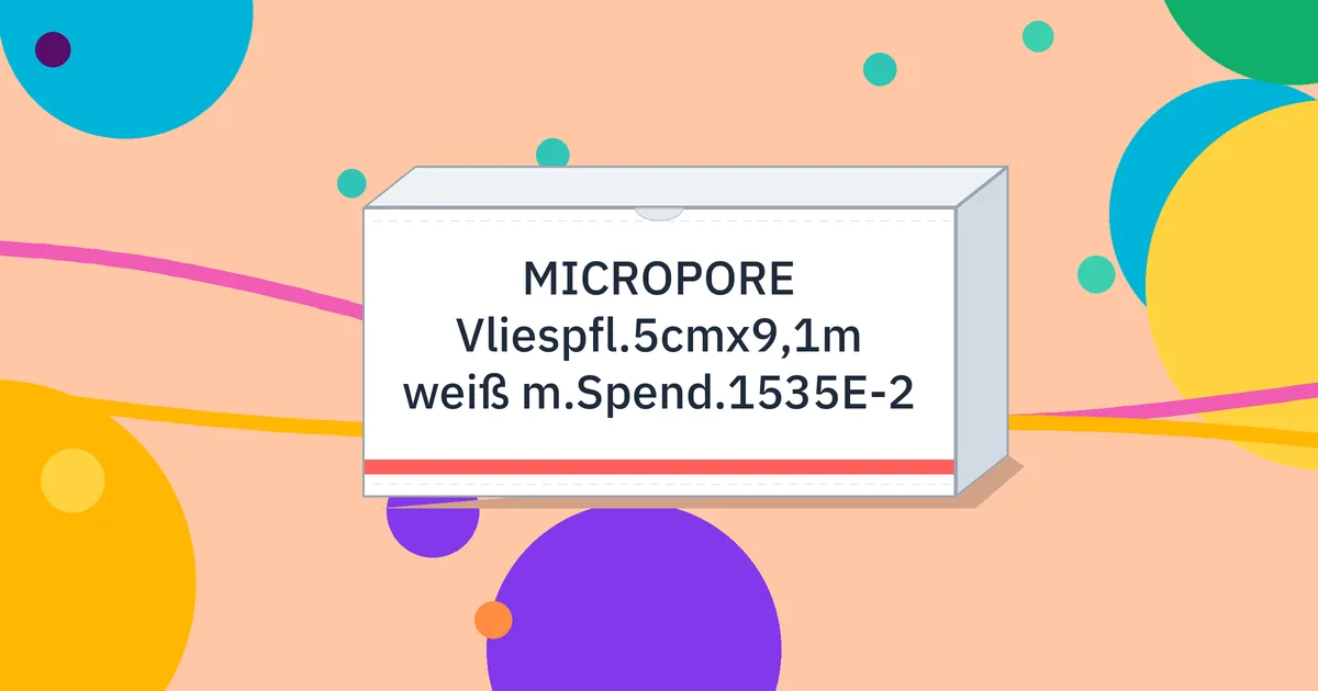 Symbolbild: Packung mit der Aufschrift MICROPORE Vliespfl.5cmx9,1m weiß m.Spend.1535E-2 (PZN 19814923) – Verfügbarkeit und Bezug in Apotheken in Frankfurt am Main