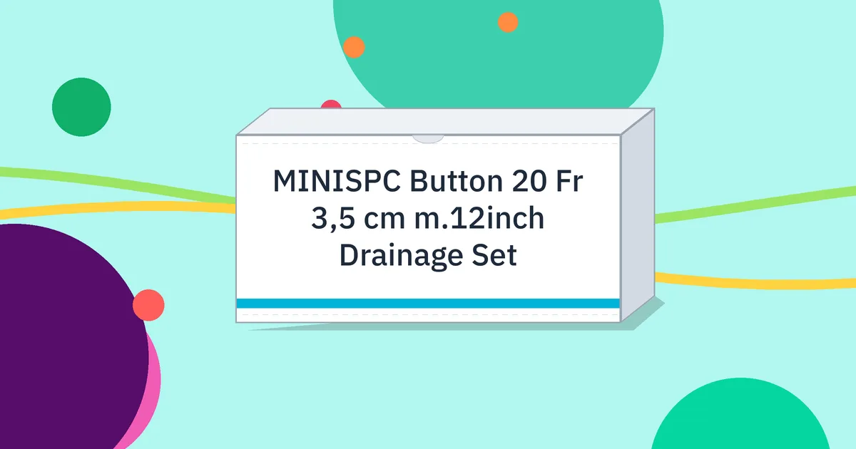 Symbolbild: Packung mit der Aufschrift MINISPC Button 20 Fr 3,5 cm m.12inch Drainage Set (PZN 20821259) – Verfügbarkeit und Bezug in Apotheken in Frankfurt am Main