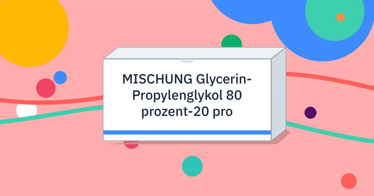 Symbolbild: Packung mit der Aufschrift MISCHUNG Glycerin-Propylenglykol 80 prozent-20 pro (PZN 17918400) – Verfügbarkeit und Bezug in Apotheken in Frankfurt am Main