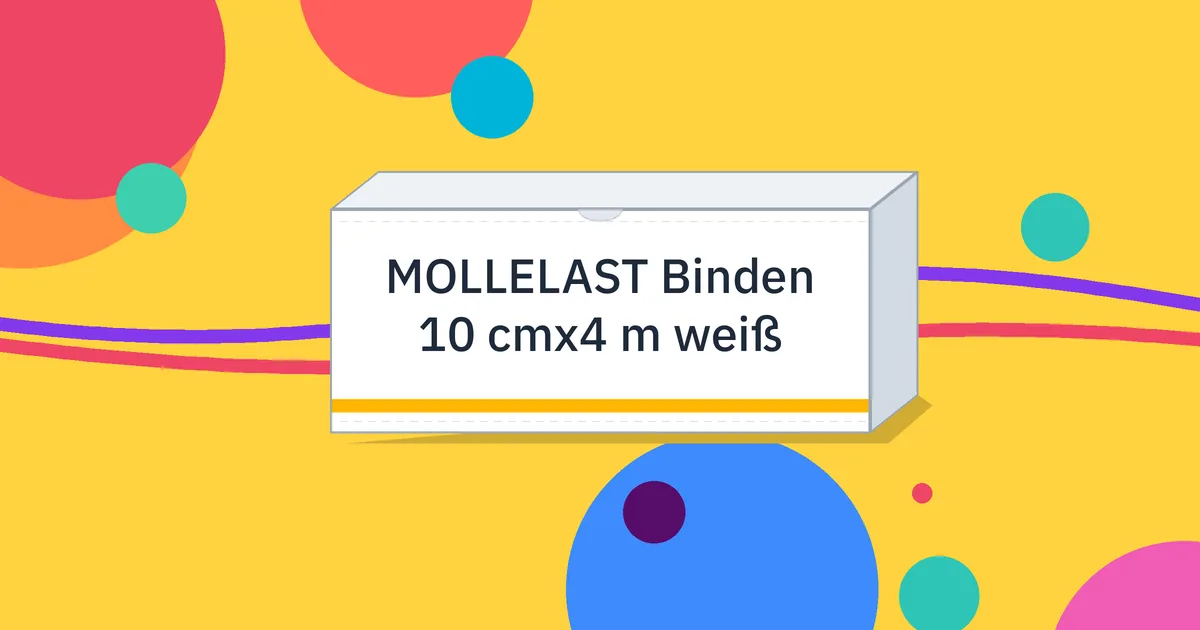 Symbolbild: Packung mit der Aufschrift MOLLELAST Binden 10 cmx4 m weiß (PZN 18116275) – Verfügbarkeit und Bezug in Apotheken in Frankfurt am Main
