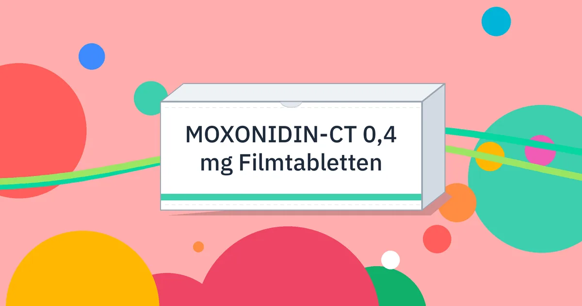 Symbolbild: Packung mit der Aufschrift MOXONIDIN-CT 0,4 mg Filmtabletten (PZN 00873745) – Verfügbarkeit und Bezug in Apotheken in Frankfurt am Main