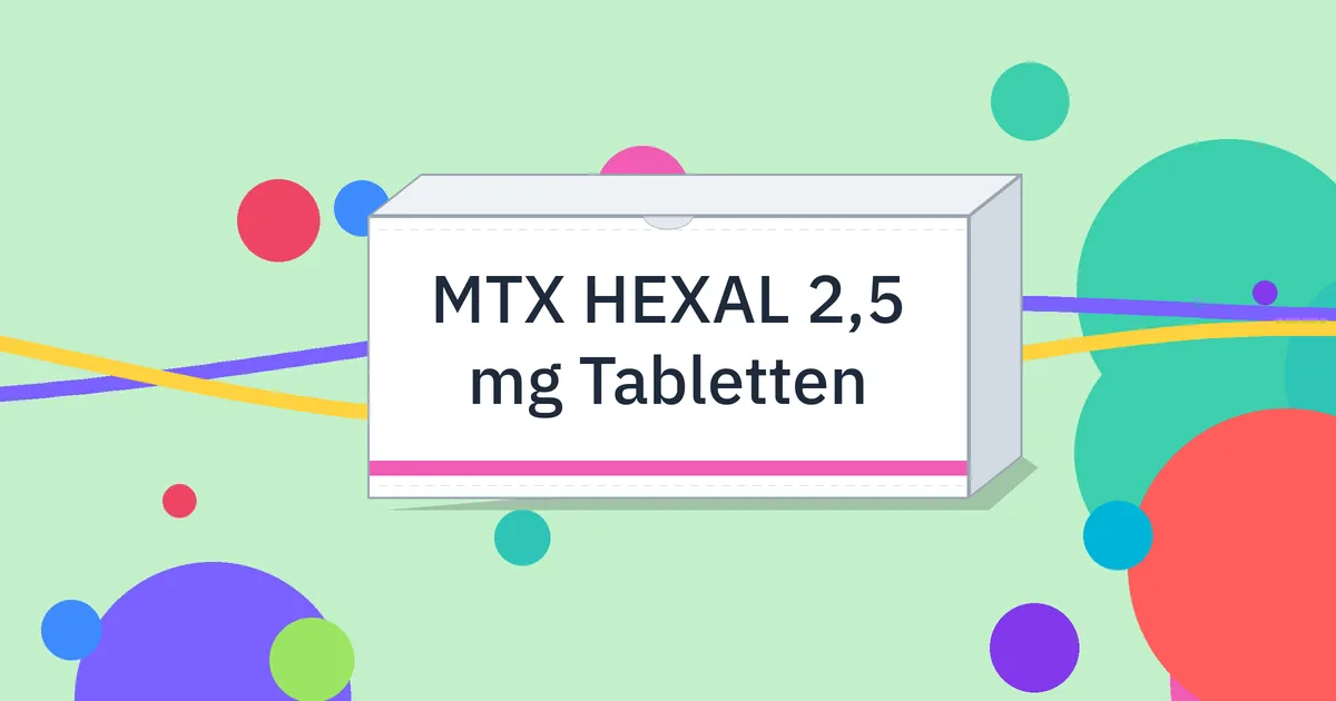 Symbolbild: Packung mit der Aufschrift MTX HEXAL 2,5 mg Tabletten (PZN 04939116) – Verfügbarkeit und Bezug in Apotheken in Frankfurt am Main