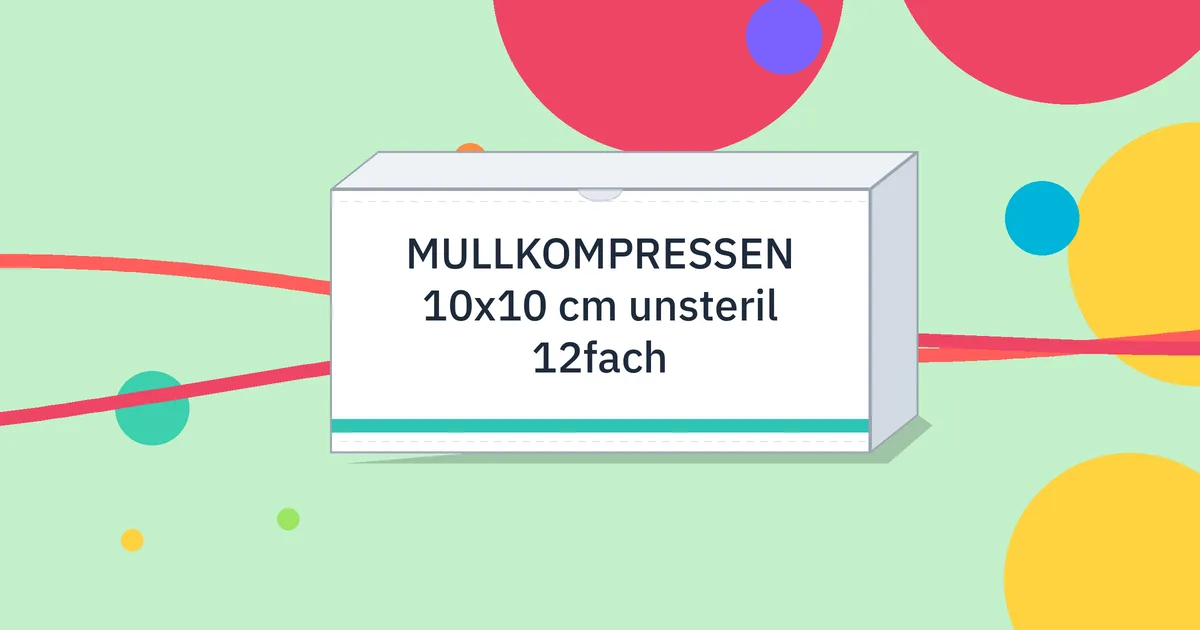 Symbolbild: Packung mit der Aufschrift MULLKOMPRESSEN 10x10 cm unsteril 12fach (PZN 00961053) – Verfügbarkeit und Bezug in Apotheken in Frankfurt am Main