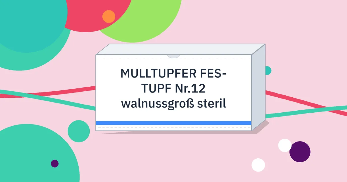 Symbolbild: Packung mit der Aufschrift MULLTUPFER FES-TUPF Nr.12 walnussgroß steril (PZN 10415239) – Verfügbarkeit und Bezug in Apotheken in Frankfurt am Main