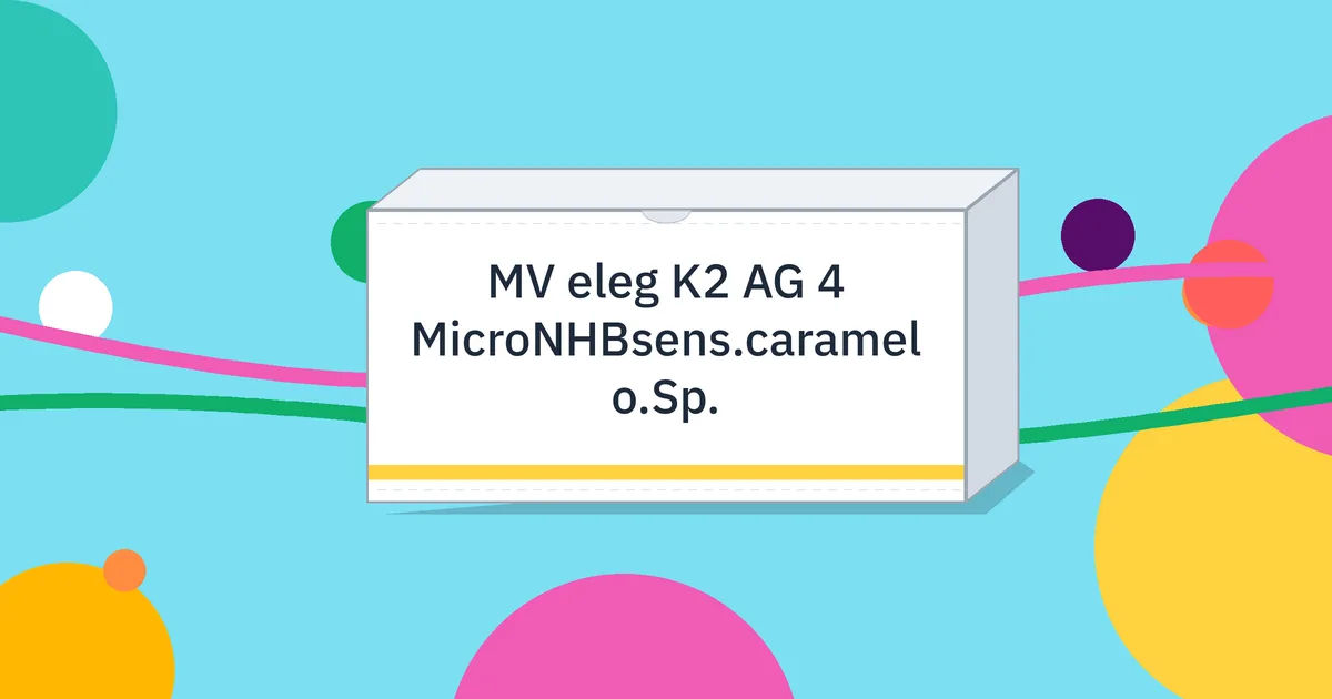 Symbolbild: Packung mit der Aufschrift MV eleg K2 AG 4 MicroNHBsens.caramel o.Sp. (PZN 16070014) – Verfügbarkeit und Bezug in Apotheken in Frankfurt am Main