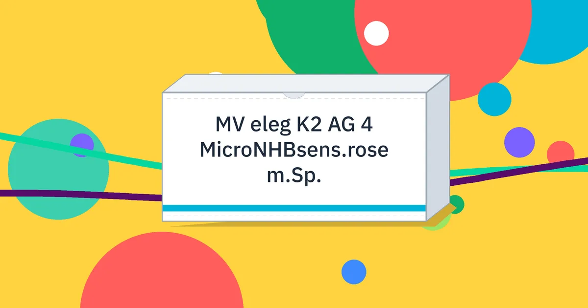 Symbolbild: Packung mit der Aufschrift MV eleg K2 AG 4 MicroNHBsens.rose m.Sp. (PZN 15723721) – Verfügbarkeit und Bezug in Apotheken in Frankfurt am Main