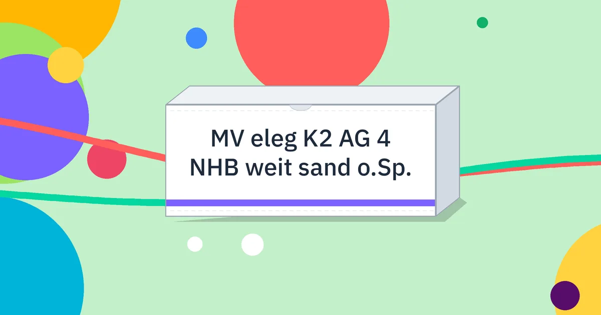 Symbolbild: Packung mit der Aufschrift MV eleg K2 AG 4 NHB weit sand o.Sp. (PZN 18928636) – Verfügbarkeit und Bezug in Apotheken in Frankfurt am Main