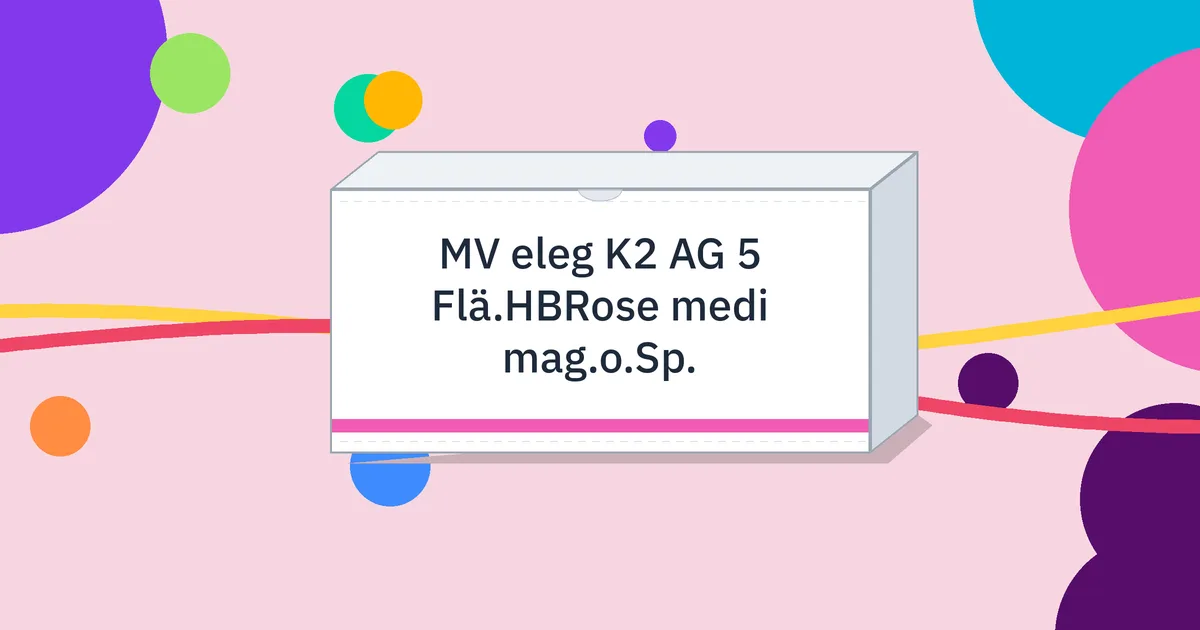 Symbolbild: Packung mit der Aufschrift MV eleg K2 AG 5 Flä.HBRose medi mag.o.Sp. (PZN 15718186) – Verfügbarkeit und Bezug in Apotheken in Frankfurt am Main