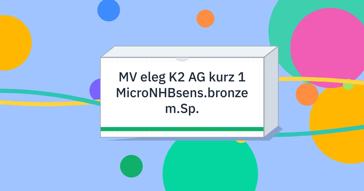 Symbolbild: Packung mit der Aufschrift MV eleg K2 AG kurz 1 MicroNHBsens.bronze m.Sp. (PZN 15709997) – Verfügbarkeit und Bezug in Apotheken in Frankfurt am Main