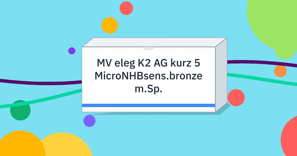 Symbolbild: Packung mit der Aufschrift MV eleg K2 AG kurz 5 MicroNHBsens.bronze m.Sp. (PZN 15710049) – Verfügbarkeit und Bezug in Apotheken in Frankfurt am Main