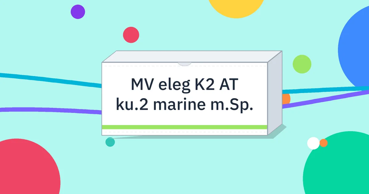 Symbolbild: Packung mit der Aufschrift MV eleg K2 AT ku.2 marine m.Sp. (PZN 15288076) – Verfügbarkeit und Bezug in Apotheken in Frankfurt am Main