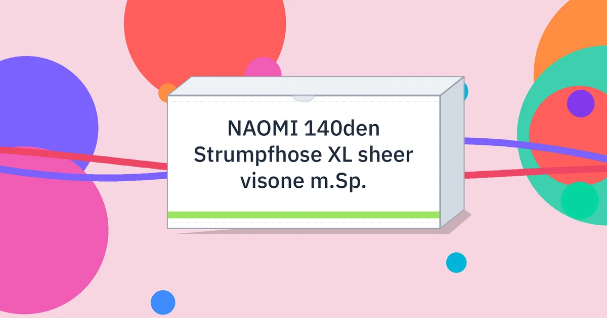 Symbolbild: Packung mit der Aufschrift NAOMI 140den Strumpfhose XL sheer visone m.Sp. (PZN 16178036) – Verfügbarkeit und Bezug in Apotheken in Frankfurt am Main