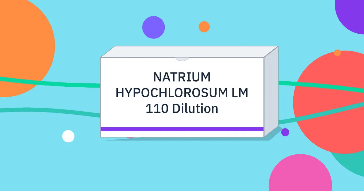 Symbolbild: Packung mit der Aufschrift NATRIUM HYPOCHLOROSUM LM 110 Dilution (PZN 12963241) – Verfügbarkeit und Bezug in Apotheken in Frankfurt am Main