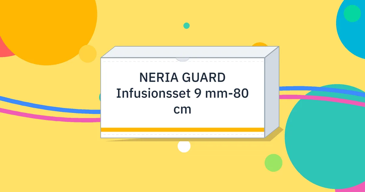 Symbolbild: Packung mit der Aufschrift NERIA GUARD Infusionsset 9 mm-80 cm (PZN 16237135) – Verfügbarkeit und Bezug in Apotheken in Frankfurt am Main