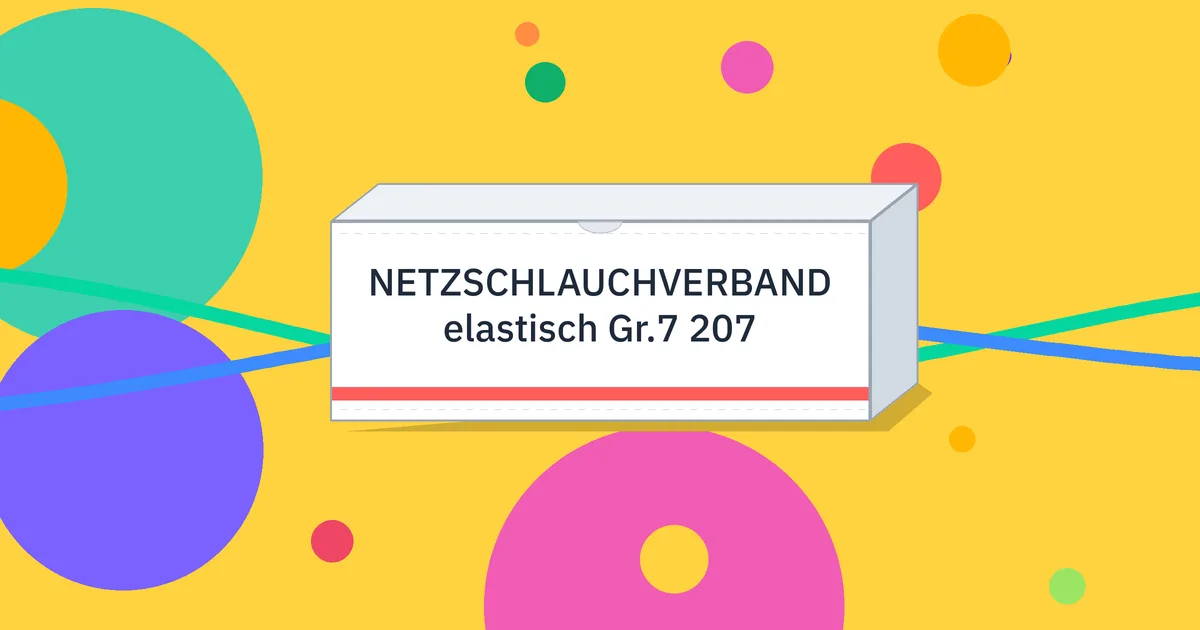 Symbolbild: Packung mit der Aufschrift NETZSCHLAUCHVERBAND elastisch Gr.7 207 (PZN 02092124) – Verfügbarkeit und Bezug in Apotheken in Frankfurt am Main