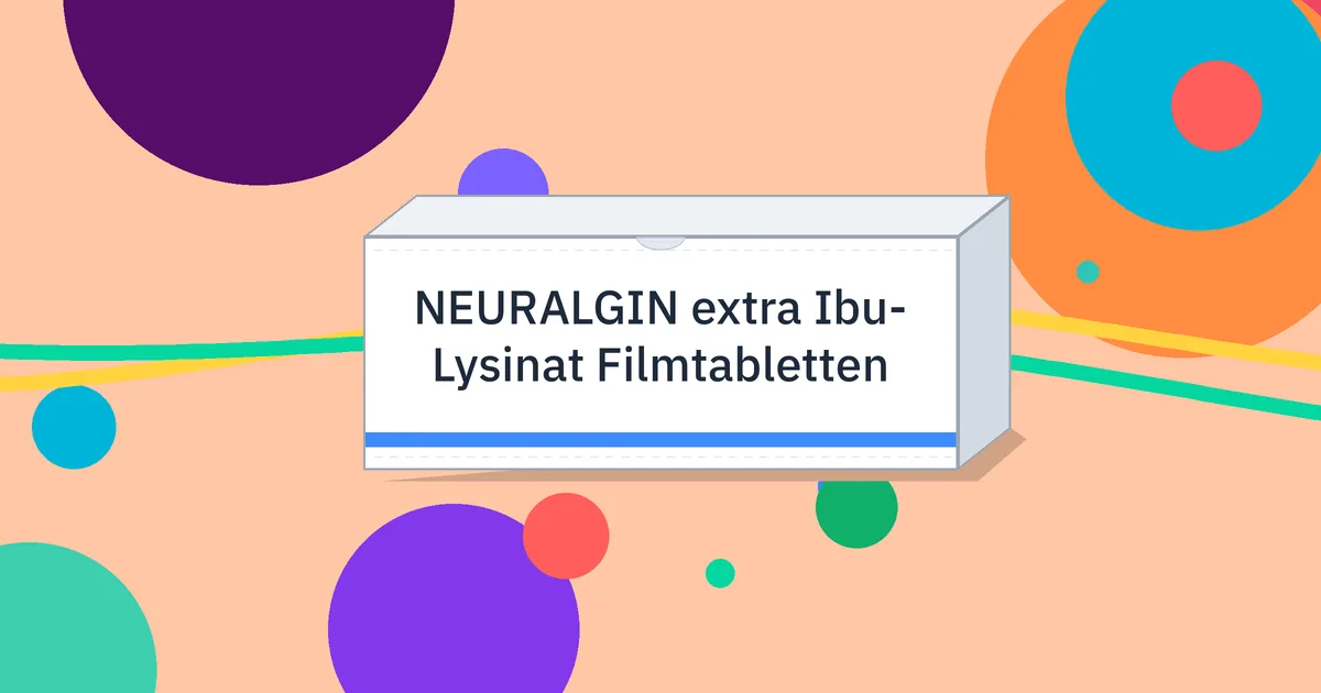 Symbolbild: Packung mit der Aufschrift NEURALGIN extra Ibu-Lysinat Filmtabletten (PZN 09042974) – Verfügbarkeit und Bezug in Apotheken in Frankfurt am Main