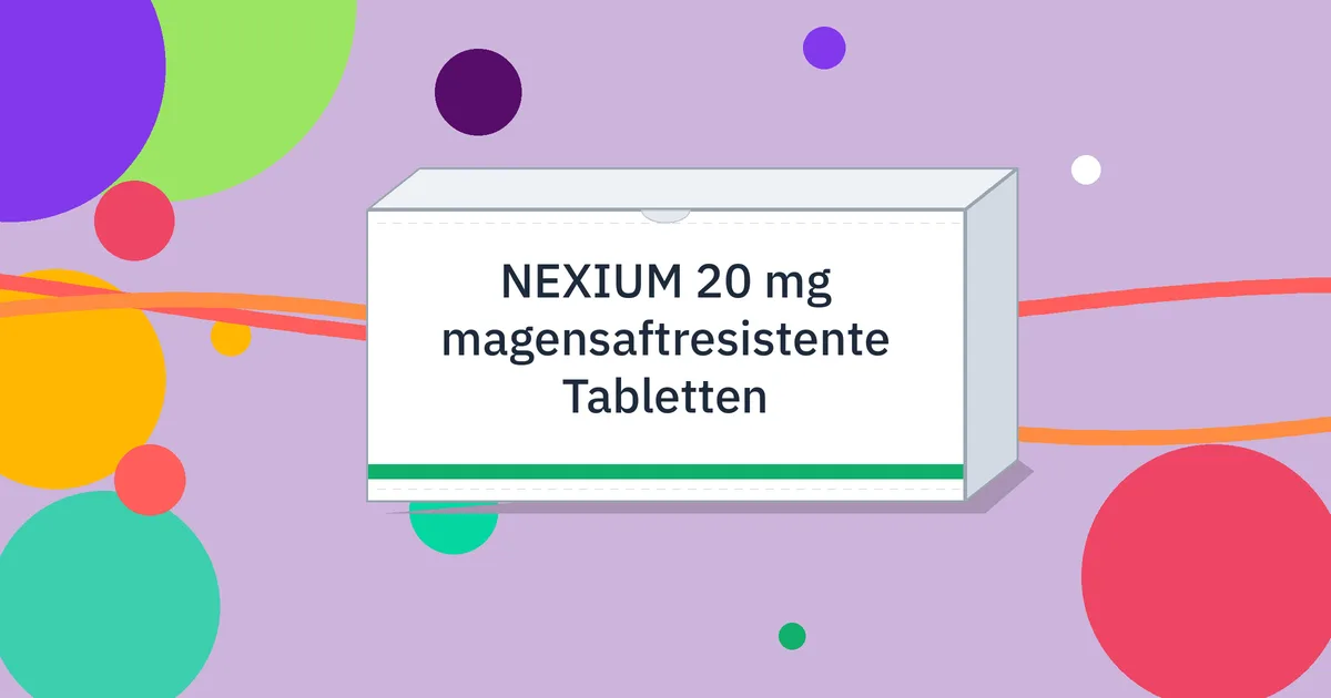 Symbolbild: Packung mit der Aufschrift NEXIUM 20 mg magensaftresistente Tabletten (PZN 09529305) – Verfügbarkeit und Bezug in Apotheken in Frankfurt am Main