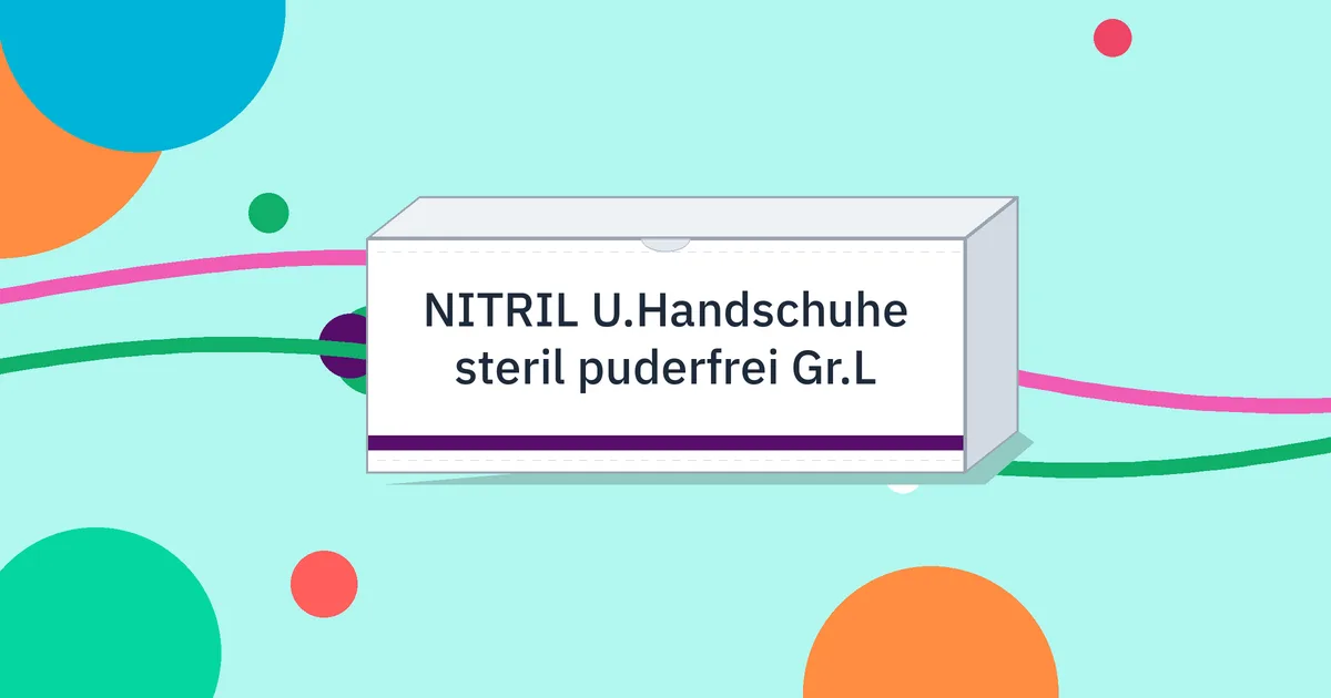 Symbolbild: Packung mit der Aufschrift NITRIL U.Handschuhe steril puderfrei Gr.L (PZN 09635421) – Verfügbarkeit und Bezug in Apotheken in Frankfurt am Main