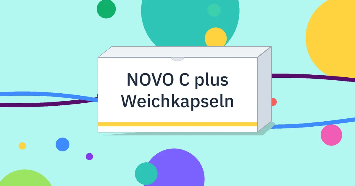 Symbolbild: Packung mit der Aufschrift NOVO C plus Weichkapseln (PZN 19058203) – Verfügbarkeit und Bezug in Apotheken in Frankfurt am Main
