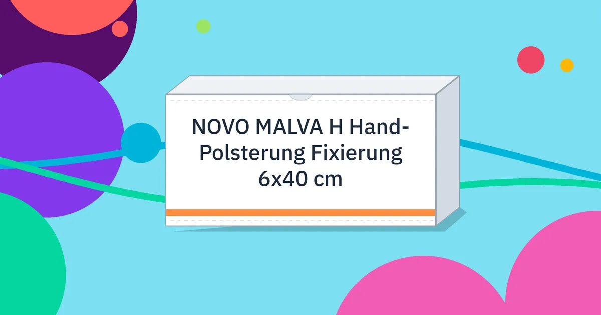 Symbolbild: Packung mit der Aufschrift NOVO MALVA H Hand-Polsterung Fixierung 6x40 cm (PZN 19383512) – Verfügbarkeit und Bezug in Apotheken in Frankfurt am Main