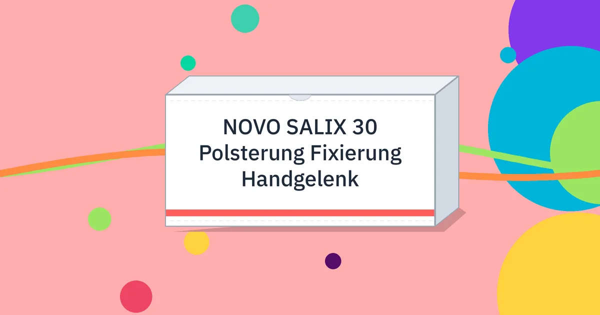 Symbolbild: Packung mit der Aufschrift NOVO SALIX 30 Polsterung Fixierung Handgelenk (PZN 19407595) – Verfügbarkeit und Bezug in Apotheken in Frankfurt am Main