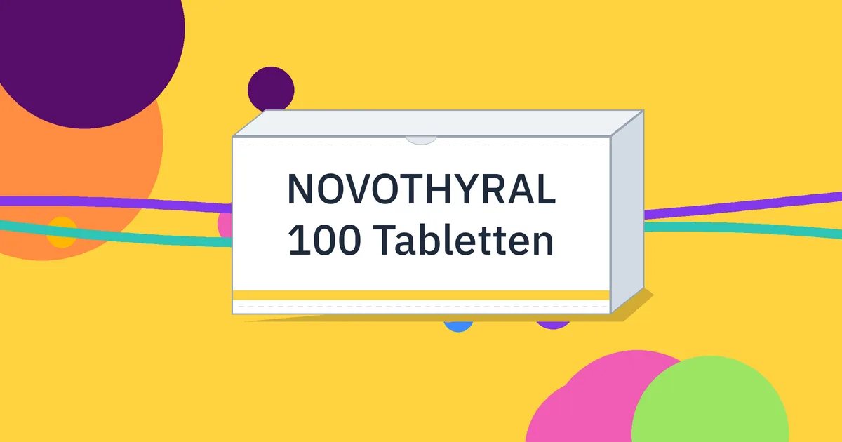 Symbolbild: Packung mit der Aufschrift NOVOTHYRAL 100 Tabletten (PZN 12444624) – Verfügbarkeit und Bezug in Apotheken in Frankfurt am Main