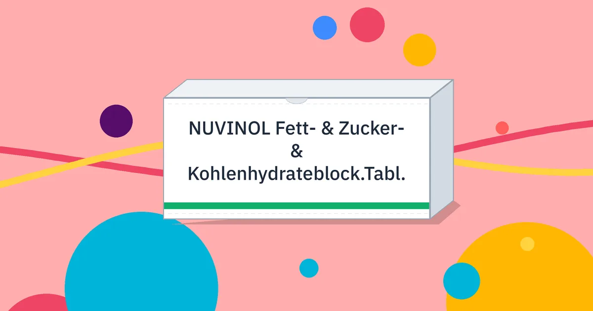 Symbolbild: Packung mit der Aufschrift NUVINOL Fett- & Zucker- & Kohlenhydrateblock.Tabl. (PZN 20161277) – Verfügbarkeit und Bezug in Apotheken in Frankfurt am Main