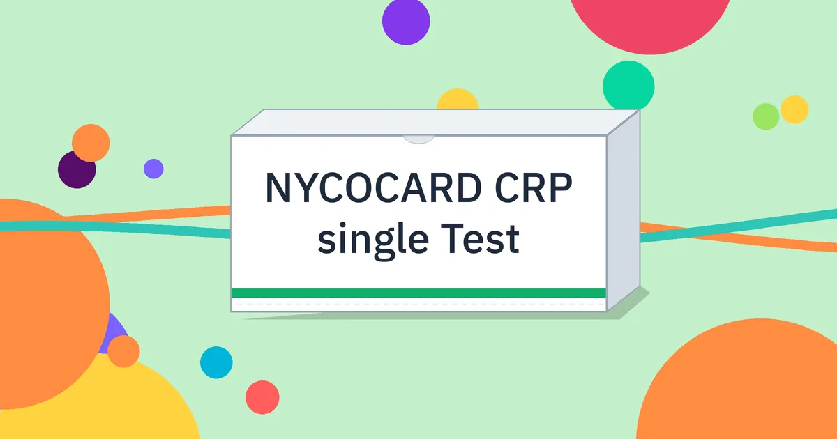 Symbolbild: Packung mit der Aufschrift NYCOCARD CRP single Test (PZN 00796737) – Verfügbarkeit und Bezug in Apotheken in Frankfurt am Main