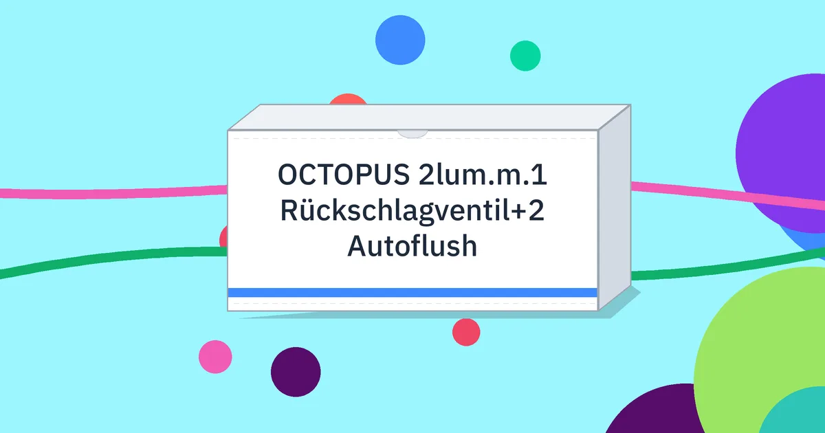 Symbolbild: Packung mit der Aufschrift OCTOPUS 2lum.m.1 Rückschlagventil+2 Autoflush (PZN 09445985) – Verfügbarkeit und Bezug in Apotheken in Frankfurt am Main