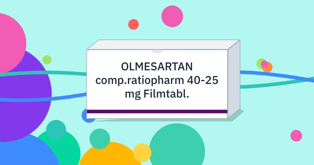 Symbolbild: Packung mit der Aufschrift OLMESARTAN comp.ratiopharm 40-25 mg Filmtabl. (PZN 12366746) – Verfügbarkeit und Bezug in Apotheken in Frankfurt am Main