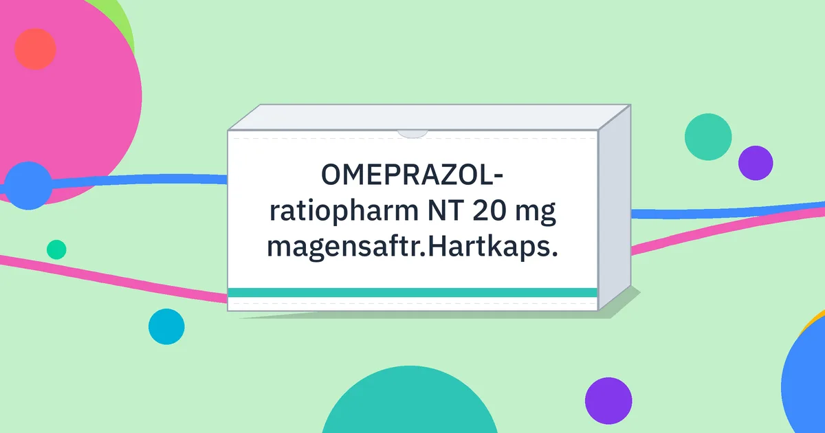 Symbolbild: Packung mit der Aufschrift OMEPRAZOL-ratiopharm NT 20 mg magensaftr.Hartkaps. (PZN 01010615) – Verfügbarkeit und Bezug in Apotheken in Frankfurt am Main