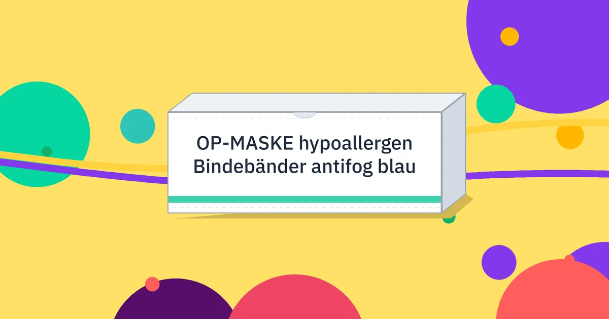 Symbolbild: Packung mit der Aufschrift OP-MASKE hypoallergen Bindebänder antifog blau (PZN 10846672) – Verfügbarkeit und Bezug in Apotheken in Frankfurt am Main