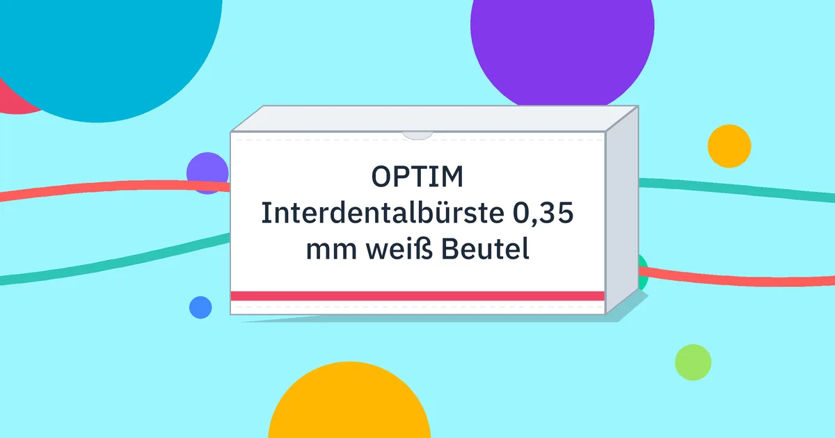 Symbolbild: Packung mit der Aufschrift OPTIM Interdentalbürste 0,35 mm weiß Beutel (PZN 16237603) – Verfügbarkeit und Bezug in Apotheken in Frankfurt am Main