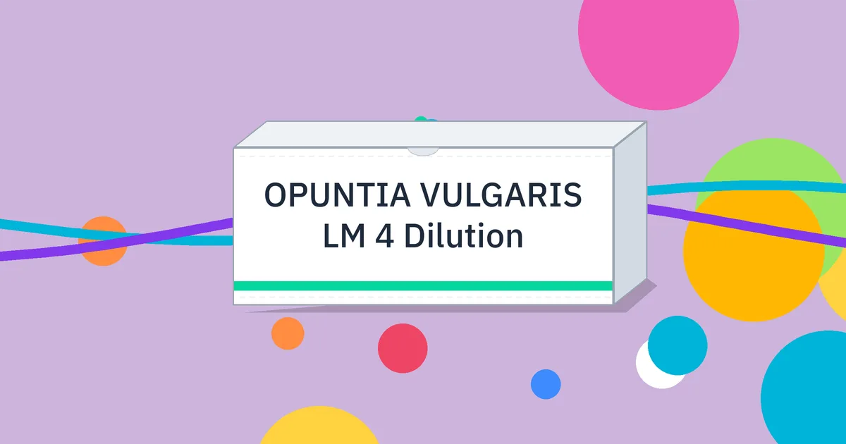 Symbolbild: Packung mit der Aufschrift OPUNTIA VULGARIS LM 4 Dilution (PZN 13627456) – Verfügbarkeit und Bezug in Apotheken in Frankfurt am Main