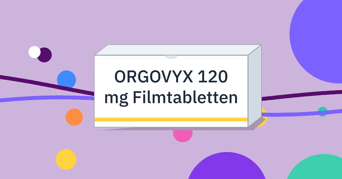 Symbolbild: Packung mit der Aufschrift ORGOVYX 120 mg Filmtabletten (PZN 19252856) – Verfügbarkeit und Bezug in Apotheken in Frankfurt am Main