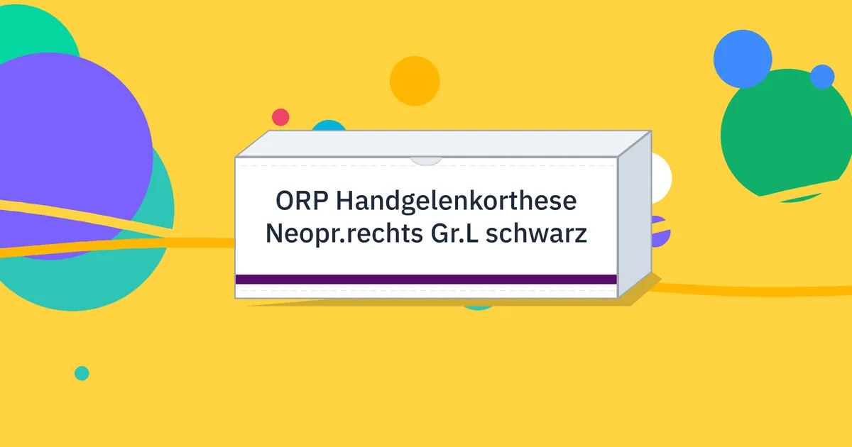 Symbolbild: Packung mit der Aufschrift ORP Handgelenkorthese Neopr.rechts Gr.L schwarz (PZN 04901527) – Verfügbarkeit und Bezug in Apotheken in Frankfurt am Main