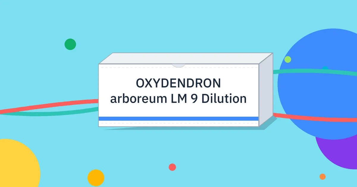 Symbolbild: Packung mit der Aufschrift OXYDENDRON arboreum LM 9 Dilution (PZN 13629372) – Verfügbarkeit und Bezug in Apotheken in Frankfurt am Main