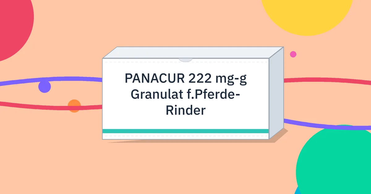 Symbolbild: Packung mit der Aufschrift PANACUR 222 mg-g Granulat f.Pferde-Rinder (PZN 10205482) – Verfügbarkeit und Bezug in Apotheken in Frankfurt am Main