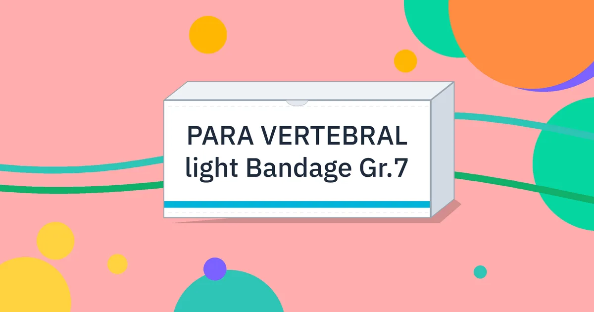 Symbolbild: Packung mit der Aufschrift PARA VERTEBRAL light Bandage Gr.7 (PZN 06991049) – Verfügbarkeit und Bezug in Apotheken in Frankfurt am Main
