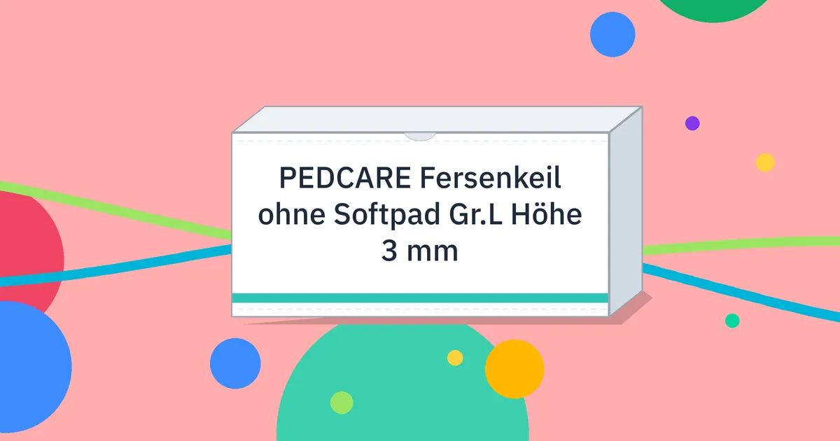 Symbolbild: Packung mit der Aufschrift PEDCARE Fersenkeil ohne Softpad Gr.L Höhe 3 mm (PZN 13963970) – Verfügbarkeit und Bezug in Apotheken in Frankfurt am Main